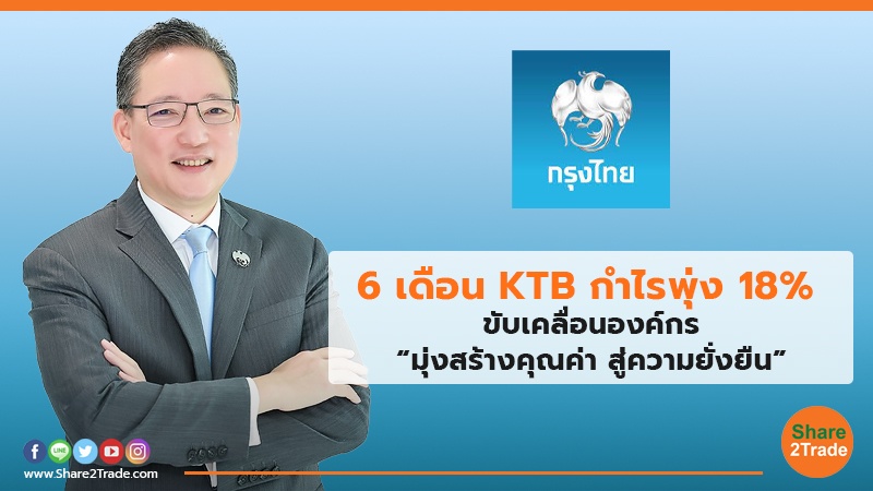 6 เดือน KTB กำไรพุ่ง 18% ขับเคลื่อนองค์กร “มุ่งสร้างคุณค่า สู่ความยั่งยืน” | Share2Trade